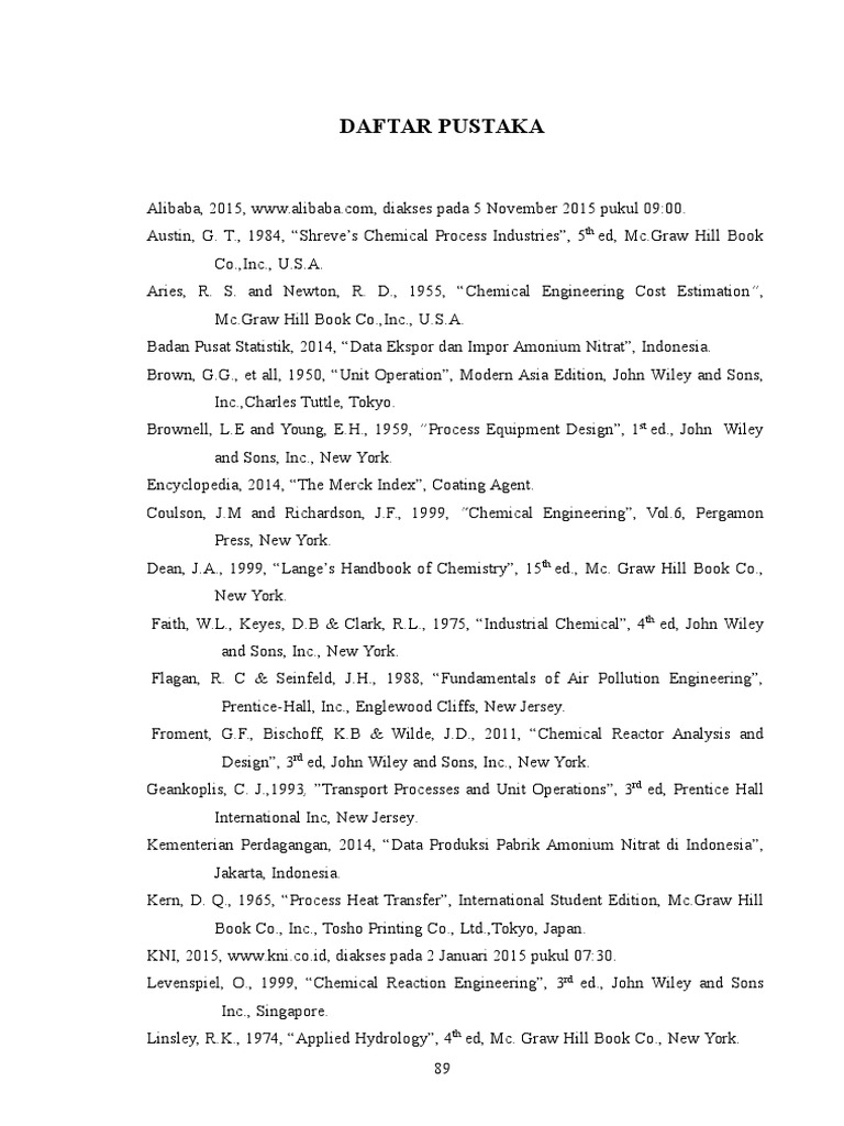 Daftar Pustaka | PDF | Chemistry | Chemical Engineering