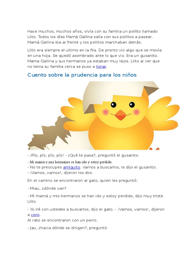 El pollito Llito y su aventura | PDF