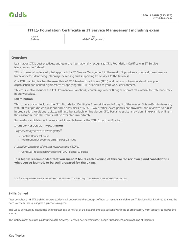 Course Outline PDF | PDF | Itil | Accountability