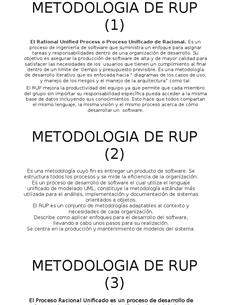 Metodologia y Fases de RUP | PDF | Proceso de desarrollo de software | Ingeniería de software