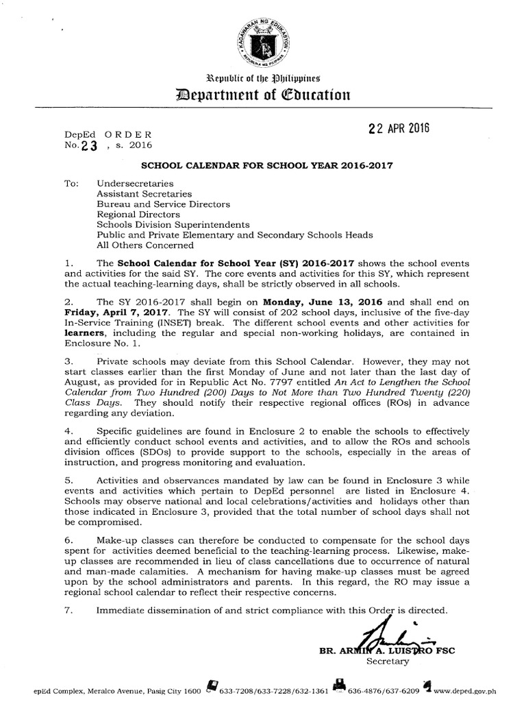 DepEd School Calendar | Download Free PDF | Test (Assessment) | Learning