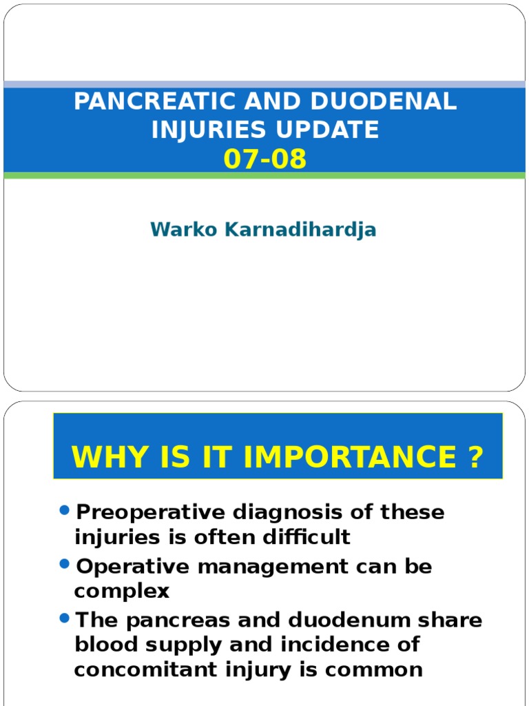 Pancreatic and Duodenal Injury Management | PDF | Pancreas | Abdomen