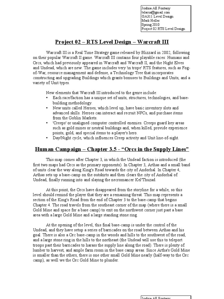 Project 02 - RTS Level Design - Warcraft III | PDF | Leisure | Sports