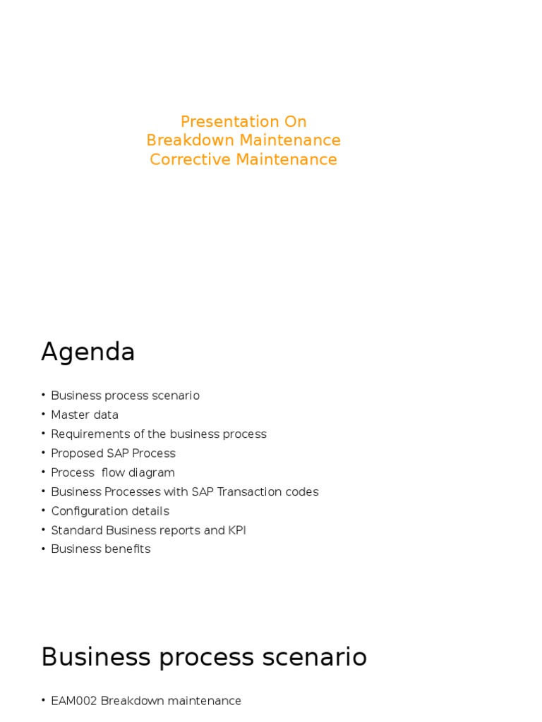 Breakdown & Corrective Maintenance Sap | PDF | Business Process | Cheque