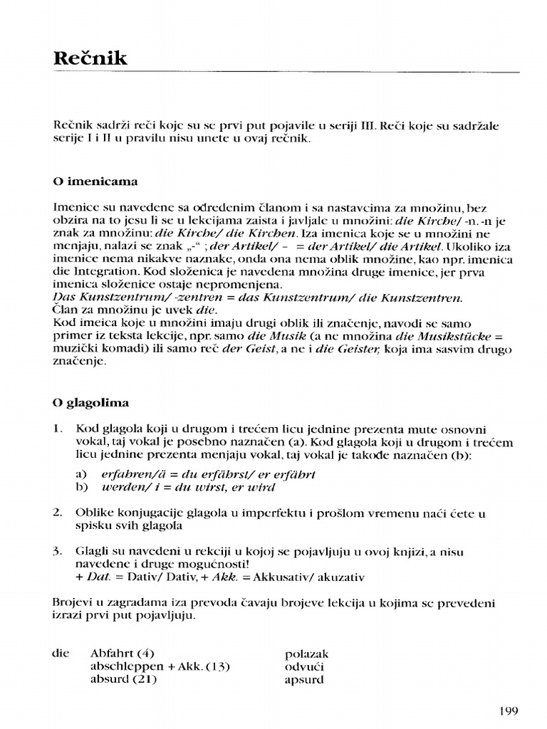 Wörterverzeichnis Nemacko-Srpski Recnik. Srpsko Nemacki Recnik | PDF