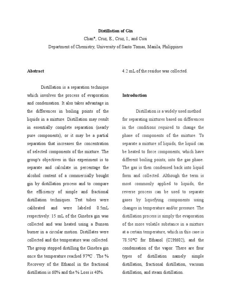 Distillation of Gin | PDF | Distillation | Statistical Mechanics