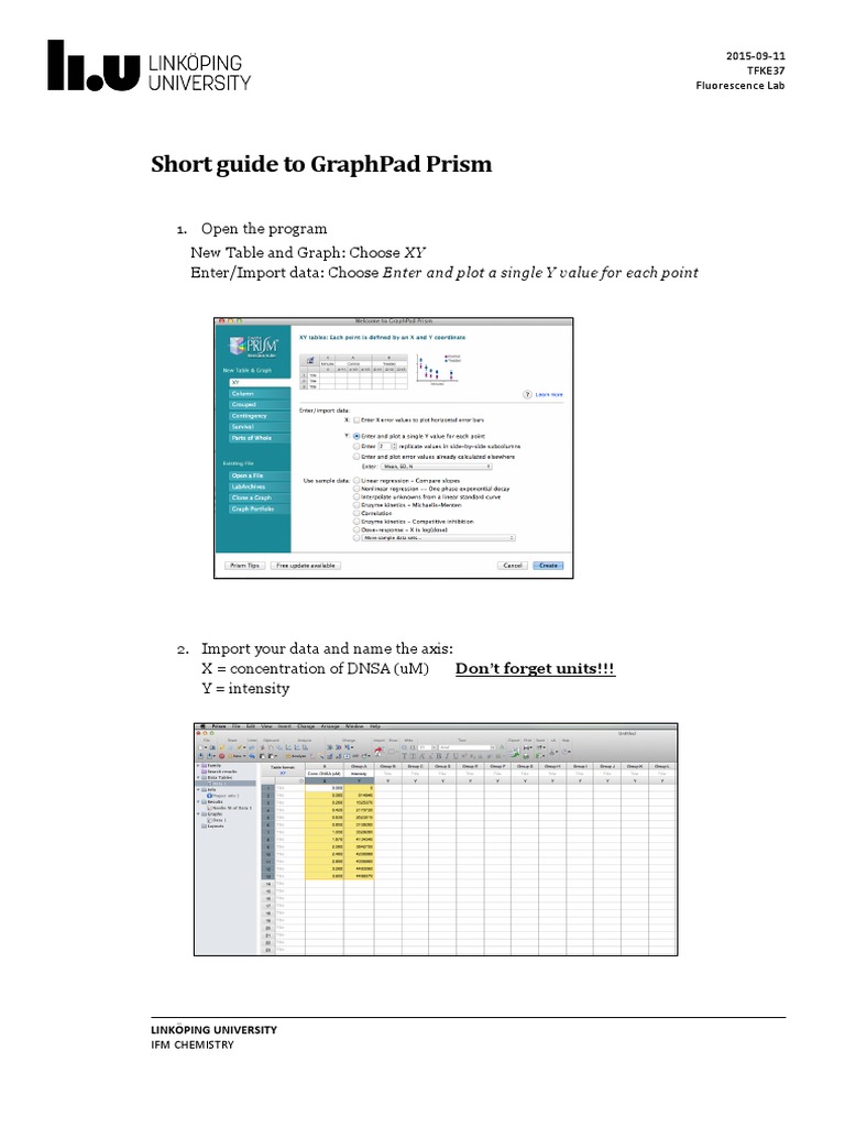 Short Guide To GraphPad Prism | PDF | Regression Analysis | Chemical ...