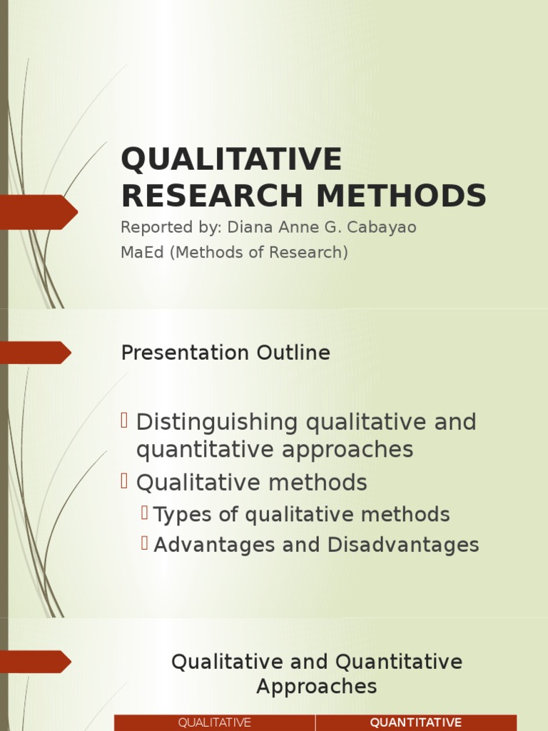 Overview of Qualitative Research Methods | PDF | Qualitative Research ...