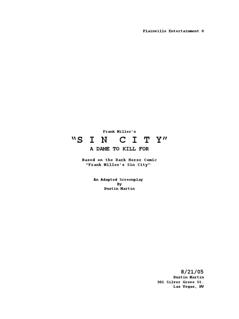 Sin City Script | PDF | Leisure | Violence