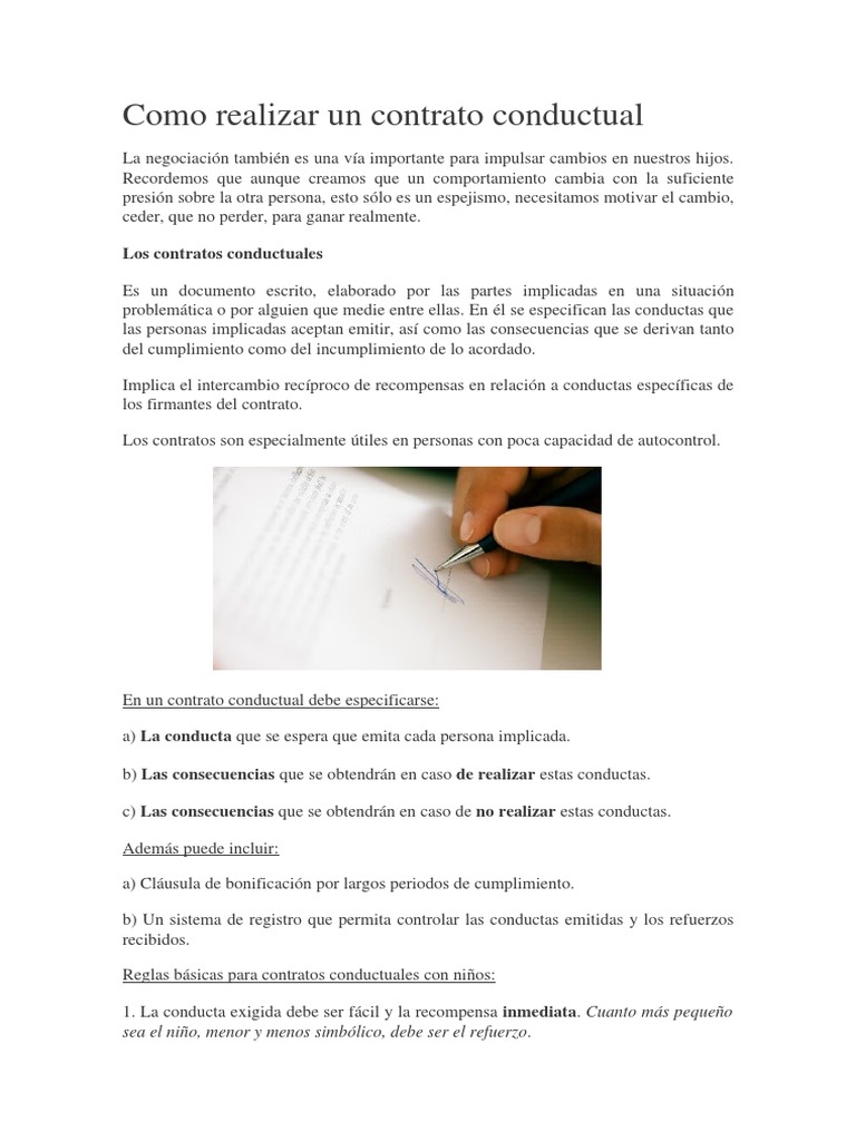 Como Realizar Un Contrato Conductual | PDF | Comportamiento | Desorden ...