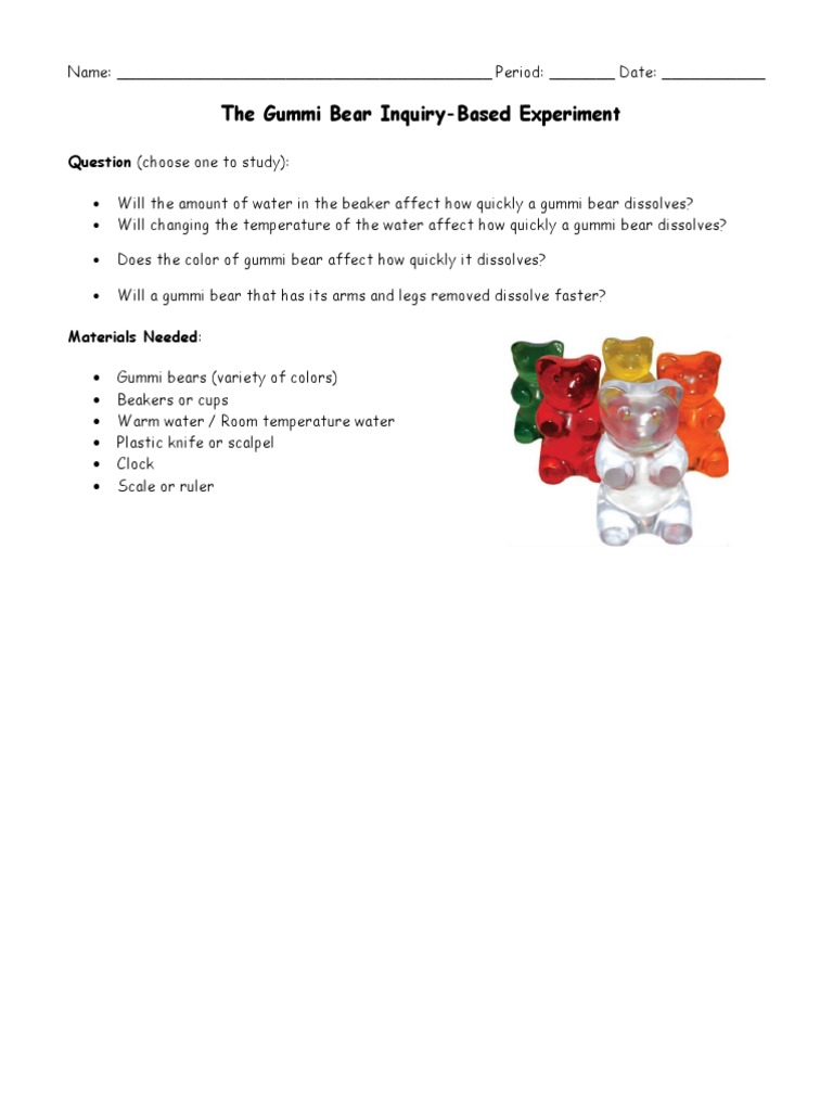 Gummi Bear Dissolution Experiment | PDF | Home & Garden
