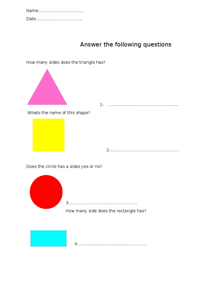 Basic Geometry Quiz for Kids | PDF | Sports & Recreation | Games ...