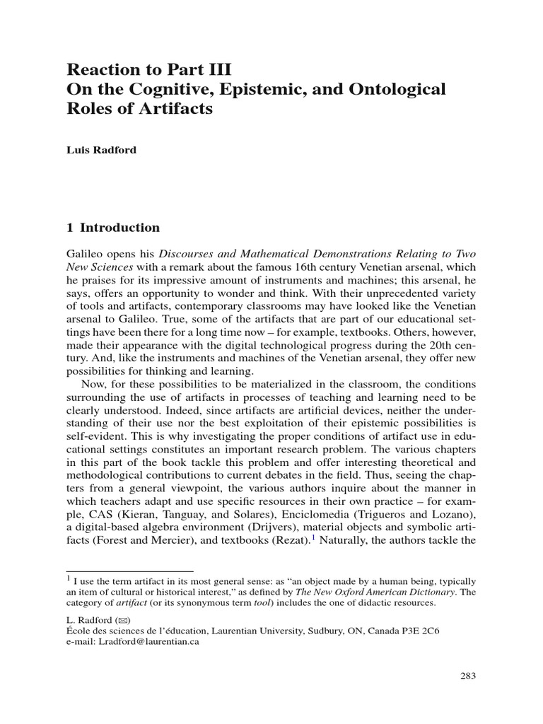 Reaction To Part III On The Cognitive, Epistemic, and Ontological Roles ... Reaction To Part III On The Cognitive, Epistemic, and Ontological Roles ...