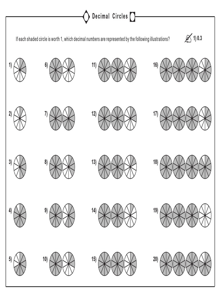 Decimal Values in Shaded Circles | PDF | Teaching Methods & Materials