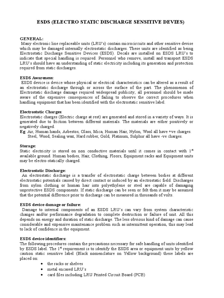 ESDS Safety | PDF | Electrostatic Discharge | Electrostatics