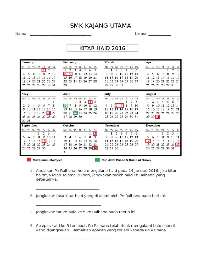 Soalan Kitar Haid | PDF