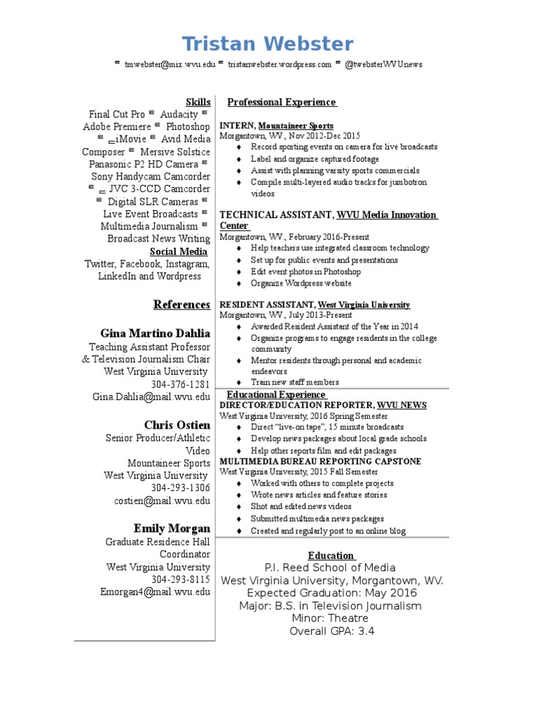 Tristan Webster: Multimedia Journalist Profile | PDF