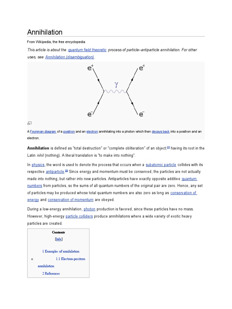 Annihilation | PDF | Photon | Physics