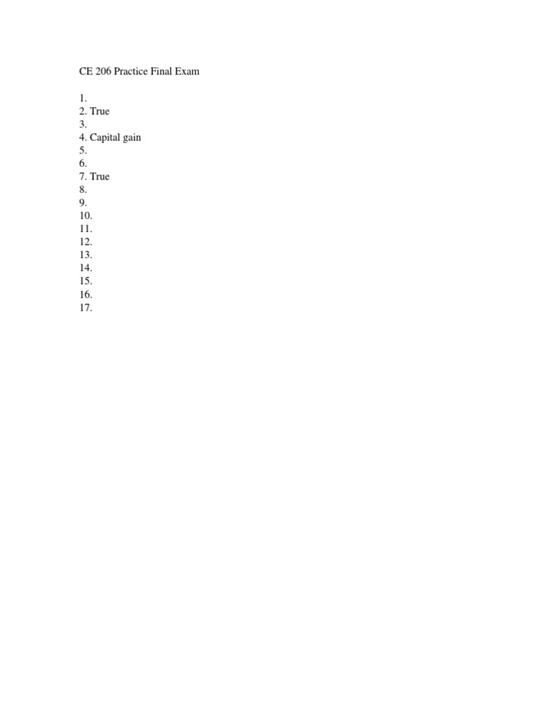 CE 206 Practice Final Exam Guide | PDF