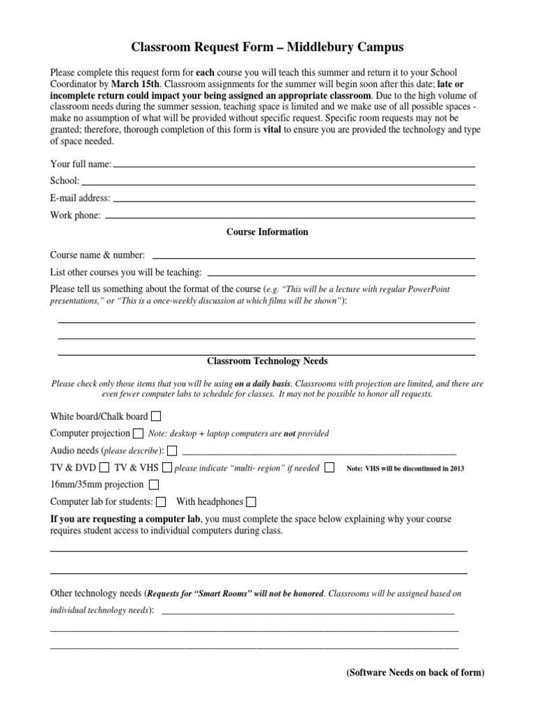 2012 VT Classroom Request Form PDF | PDF | Macintosh | Personal Computers