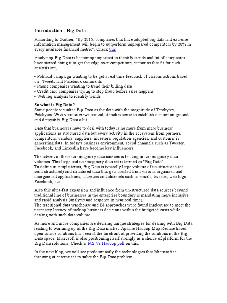 Introduction - Big Data | PDF | Big Data | Apache Hadoop