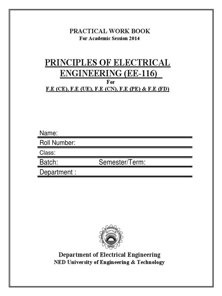 Electrical Engineering Lab Workbook | PDF | Electrical Impedance ...