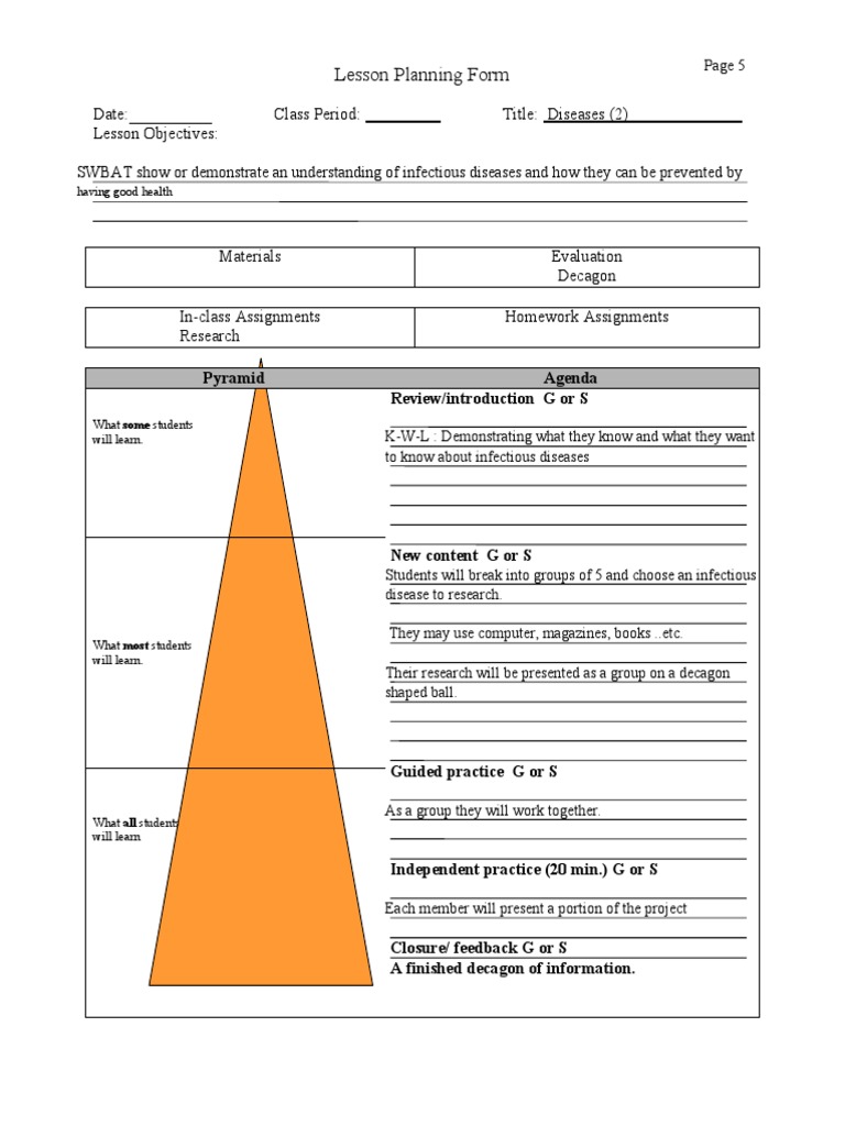 Lesson Plan on Infectious Diseases | PDF