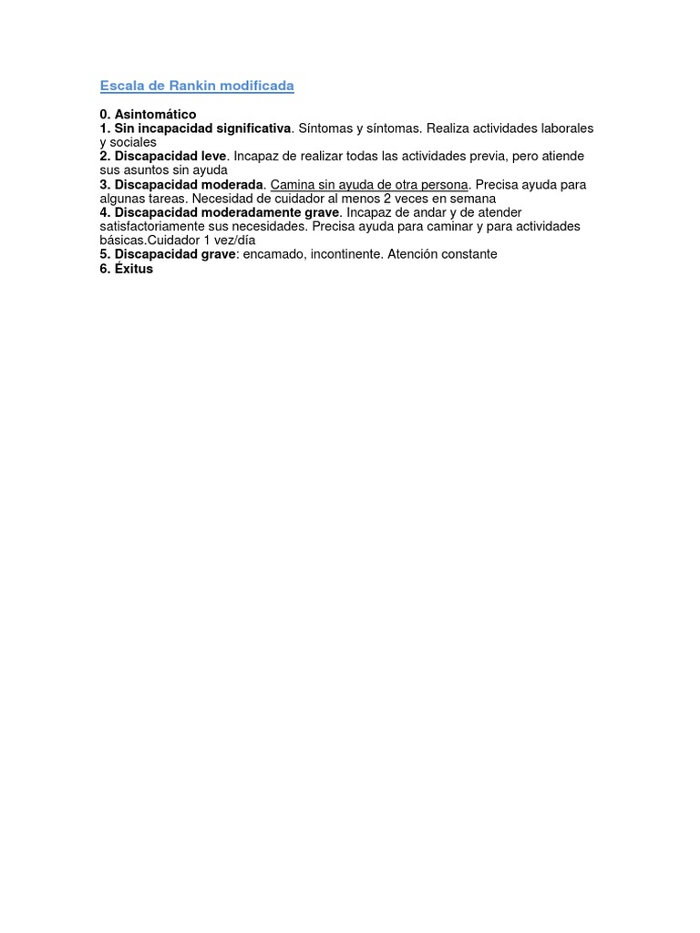Escala Rankin Modificada | PDF