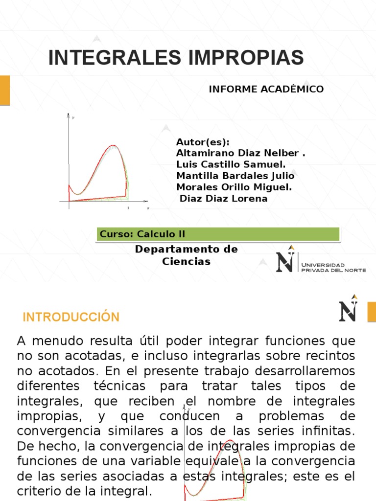 INTEGRALES IMPROPIAS | Integral | Análisis matemático