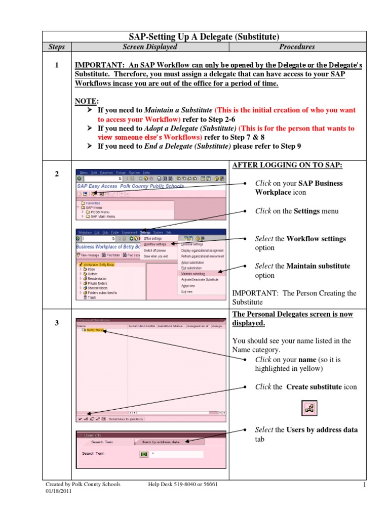 Setting Up a Delegate or Substitute to Access Your SAP Workflows: A Step-by-Step Guide | PDF ...