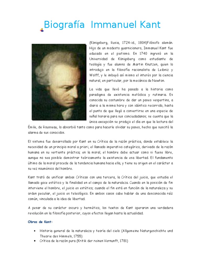 Biografía Immanuel Kant | PDF