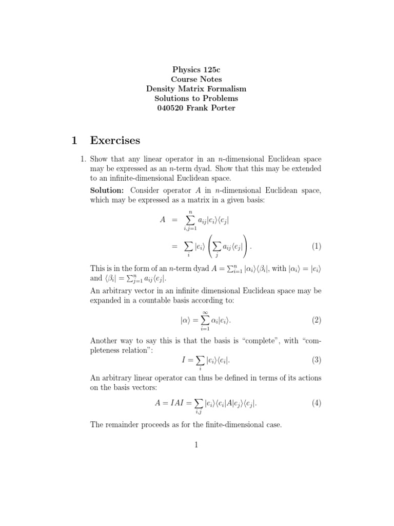 Density Matrix Formalism Solutions | PDF | Quantum Mechanics | Photon