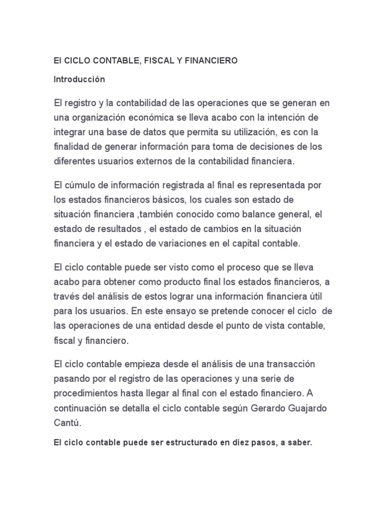 El Ciclo Contable | PDF | Estado financiero | Contabilidad