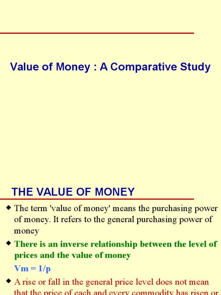 Value of Money A Comparative Study | PDF | Quantity Theory Of Money ...