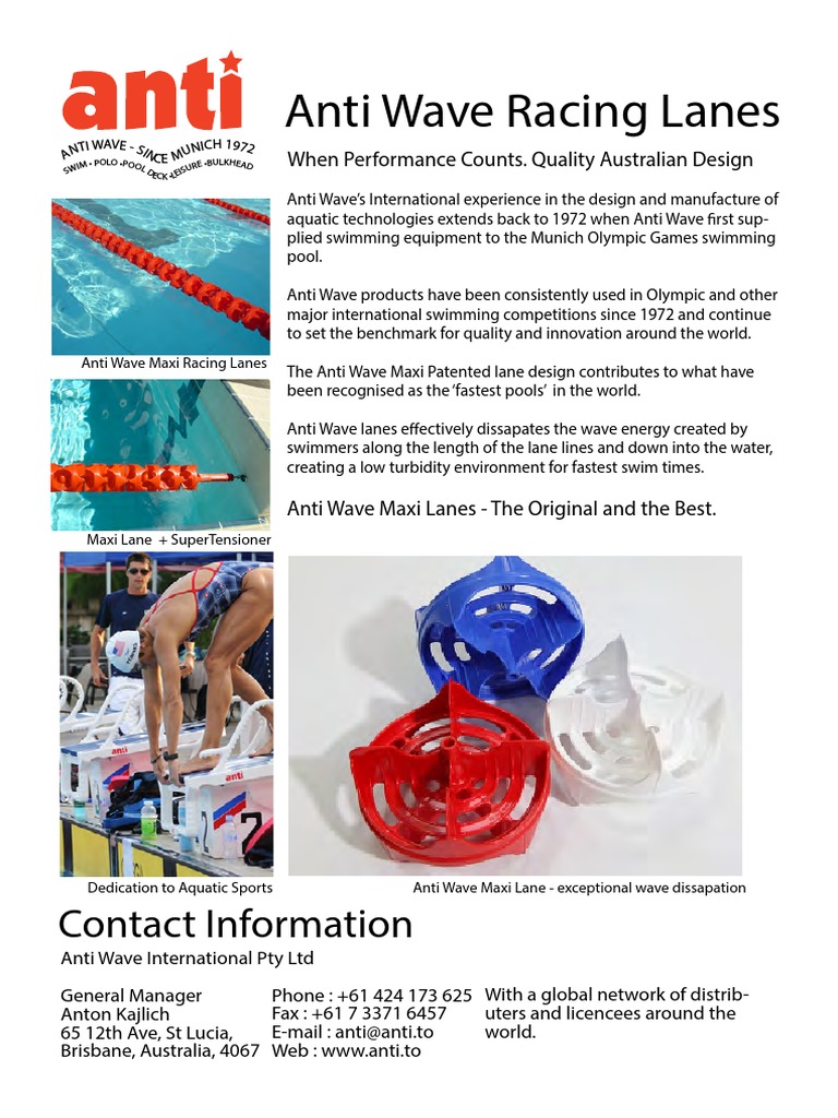 Anti Wave Racing Lanes Pdf | Swimming (Sport) | Swimming Pool