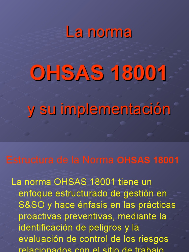 Norma OHSAS 18001 | PDF | Seguridad y salud ocupacional | Planificación