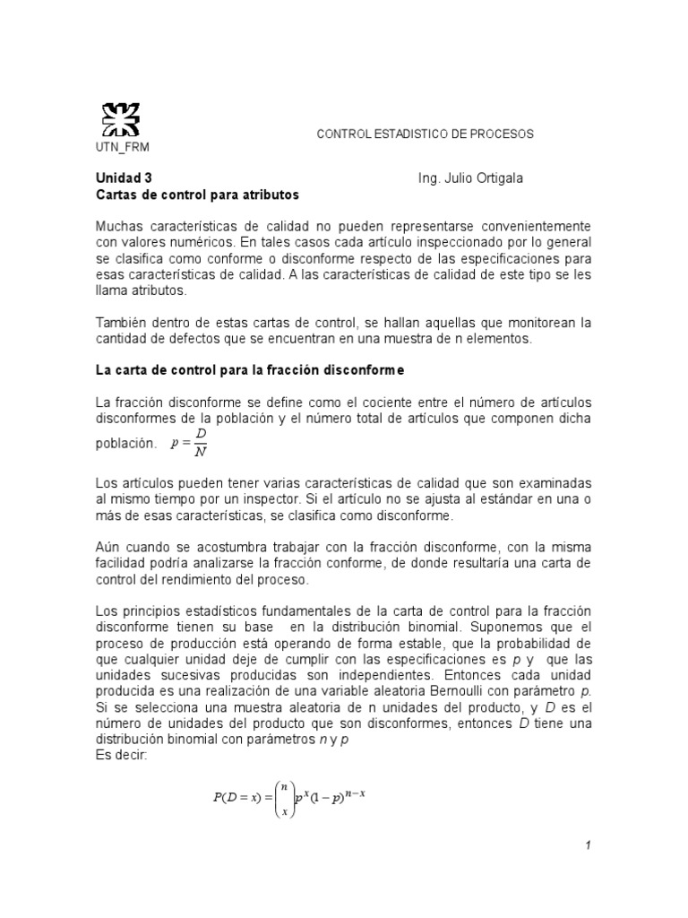 Cartas de Control para Atributos de Procesos Industriales | PDF | Muestreo (Estadísticas ...
