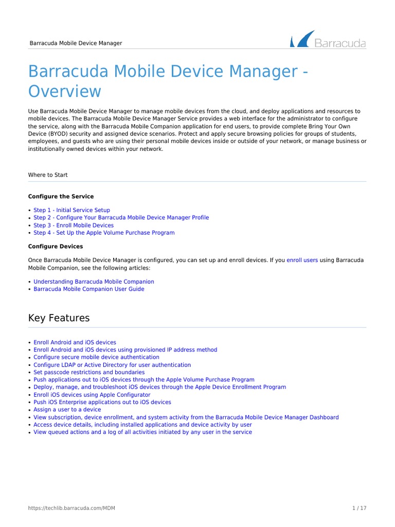 Barracuda Mobile Device Manager - Overview | PDF | Ios | I Phone