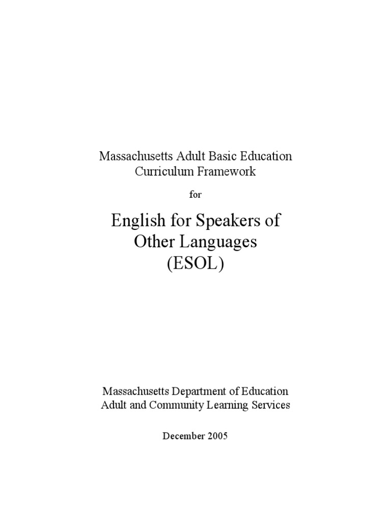 ESOL Curriculum Guide | PDF | English As A Second Or Foreign Language ...