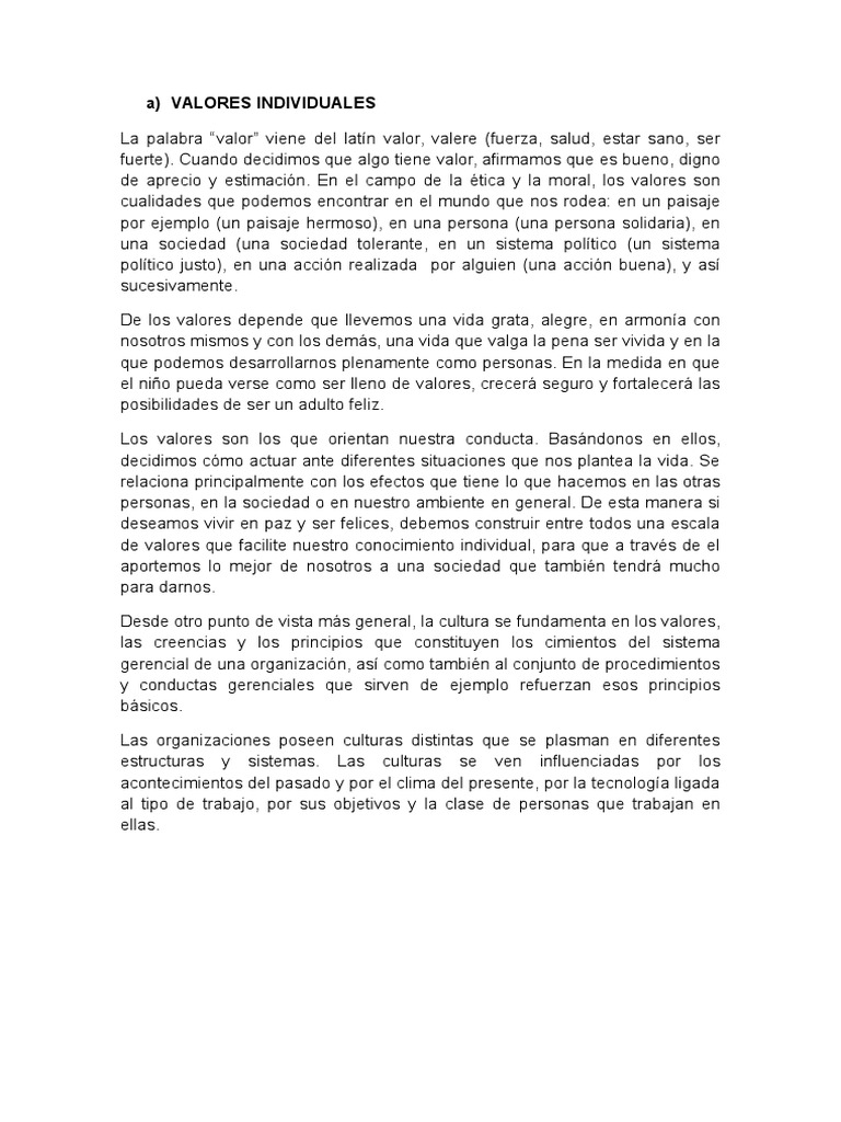 Importancia de los Valores Individuales | PDF | Relaciones personales ...