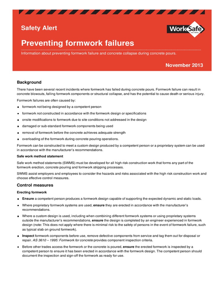 Preventing Formwork Failures Guide | PDF | Concrete | Safety