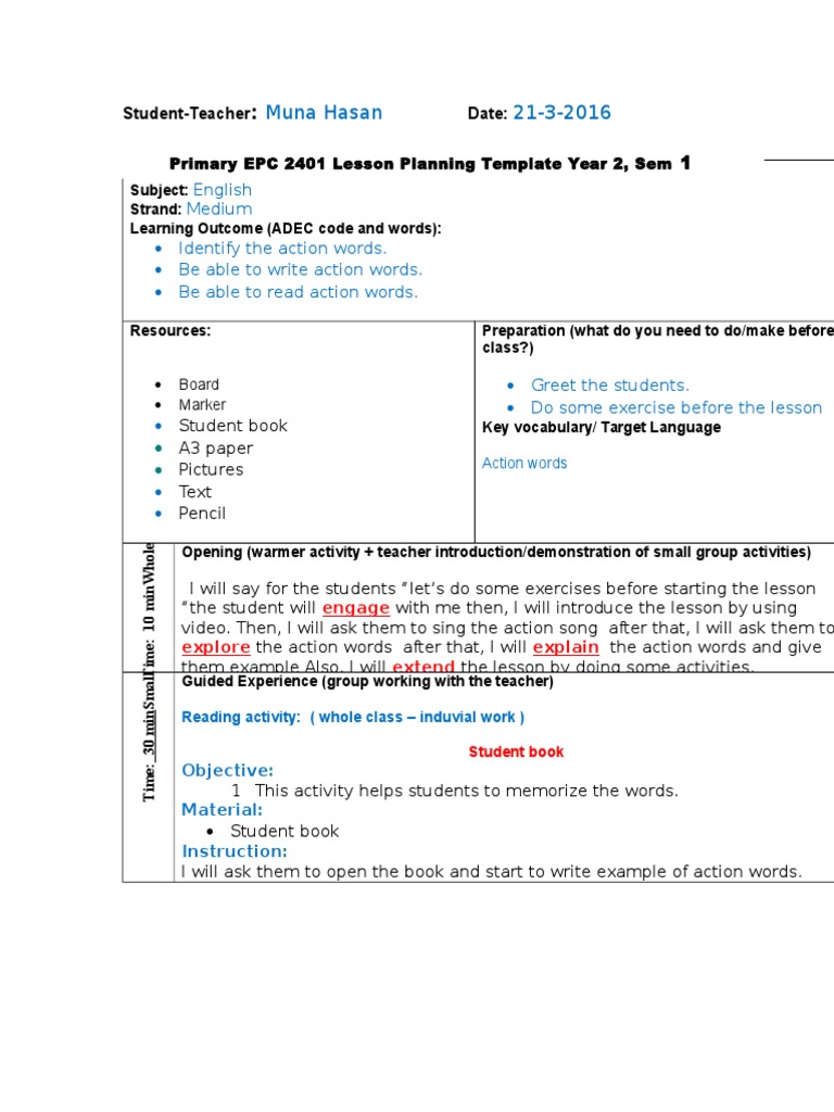Grade 2 Action Words Lesson | PDF | Lesson Plan | Education Theory
