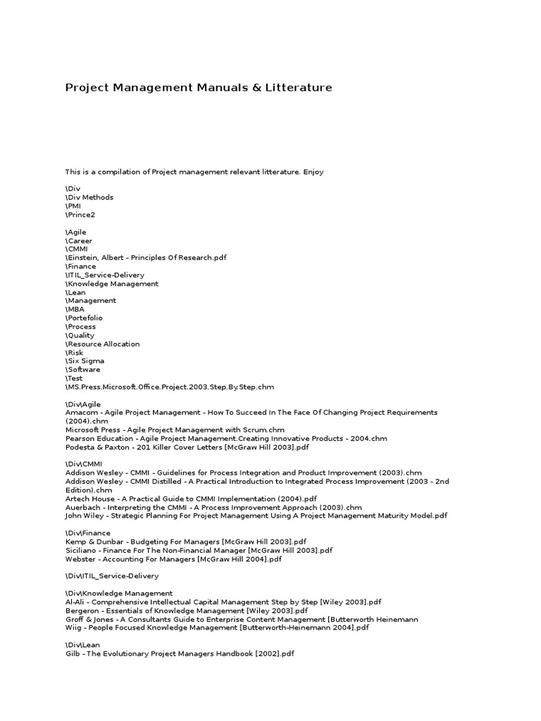 Project Management Manuals | PDF | Agile Software Development | Project ...