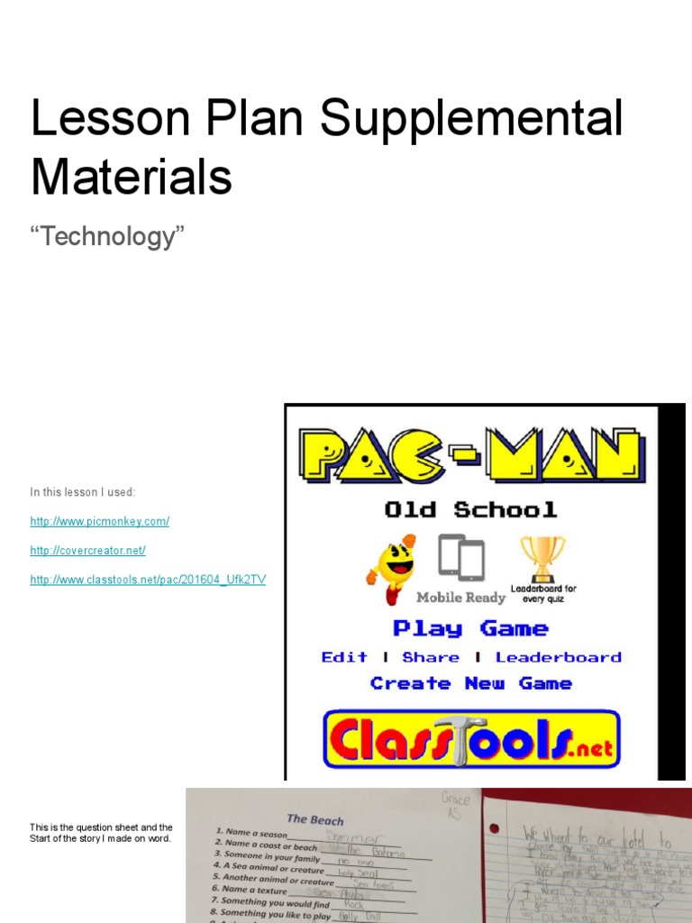 Lesson Plan Supplemental Materials: "Technology" | PDF