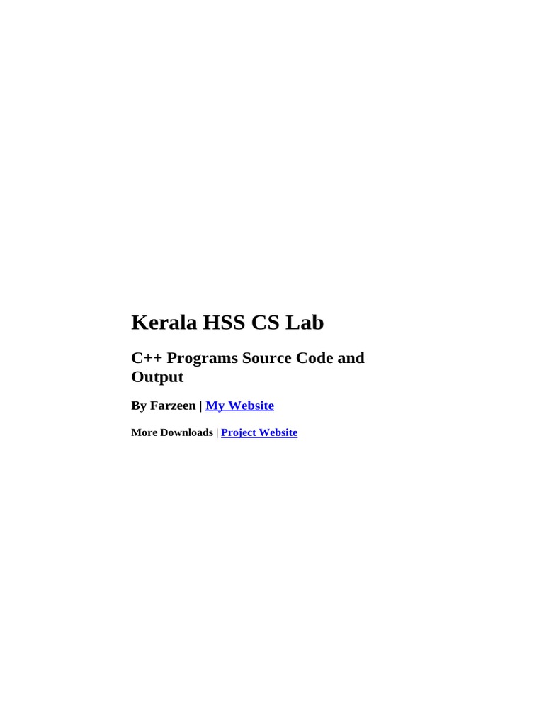 Kerala HSS CS Lab C++ Sample Programs | PDF | C++ | Integer (Computer ...
