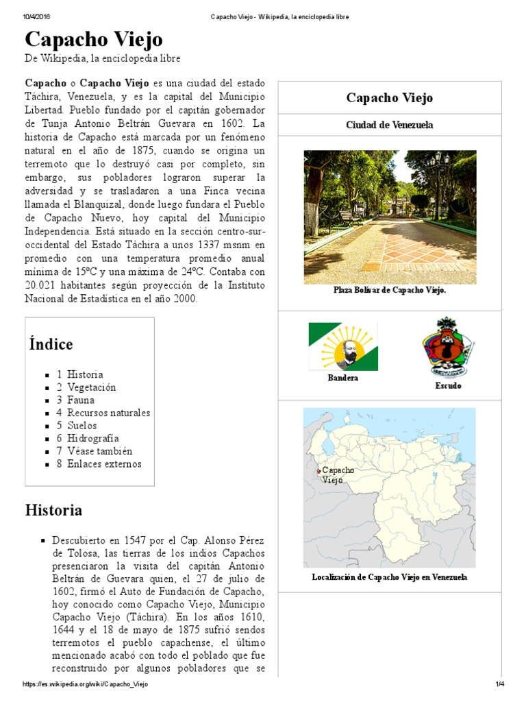 Capacho Viejo - Wikipedia, La Enciclopedia Libre | Wikipedia | Venezuela
