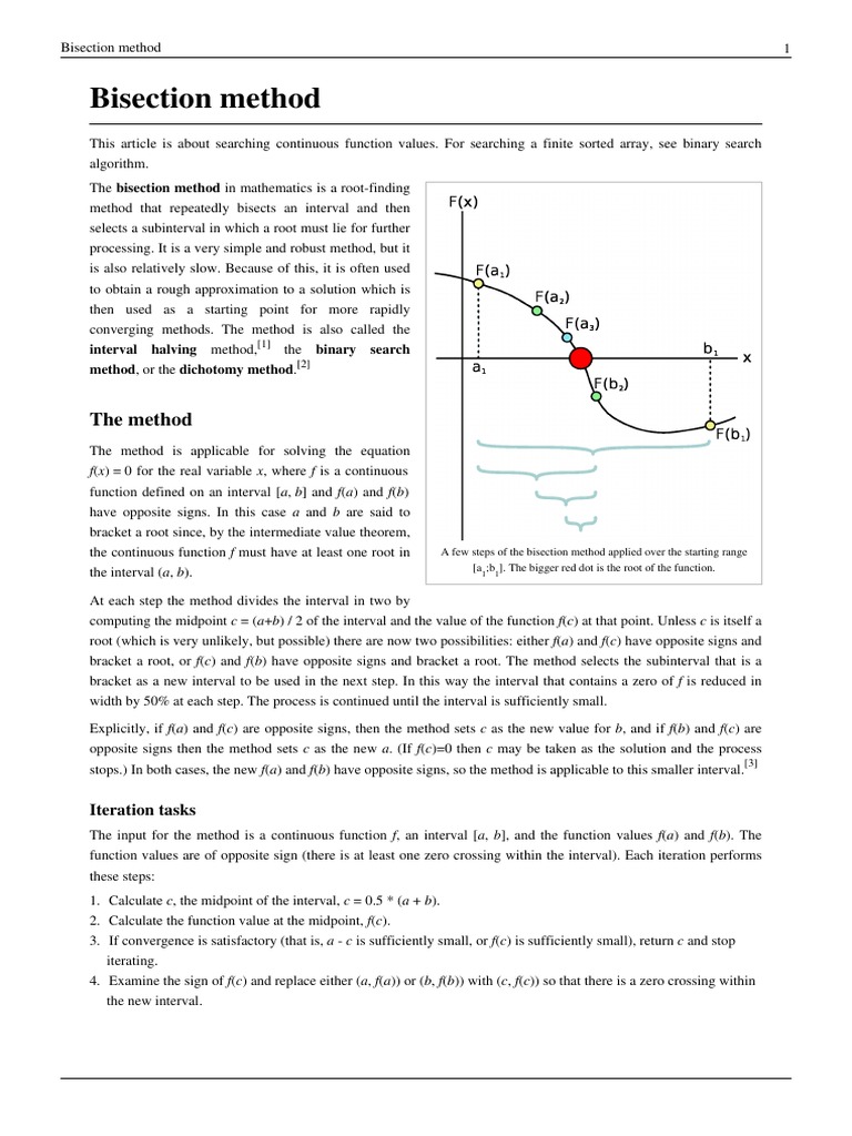 Bisection Method Computational Science Mathematical Analysis 1362