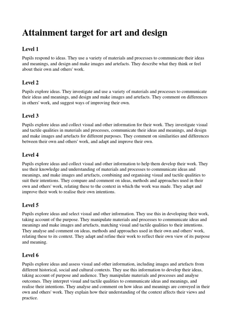 Art&Design Attainment Targets | PDF | Information | Design