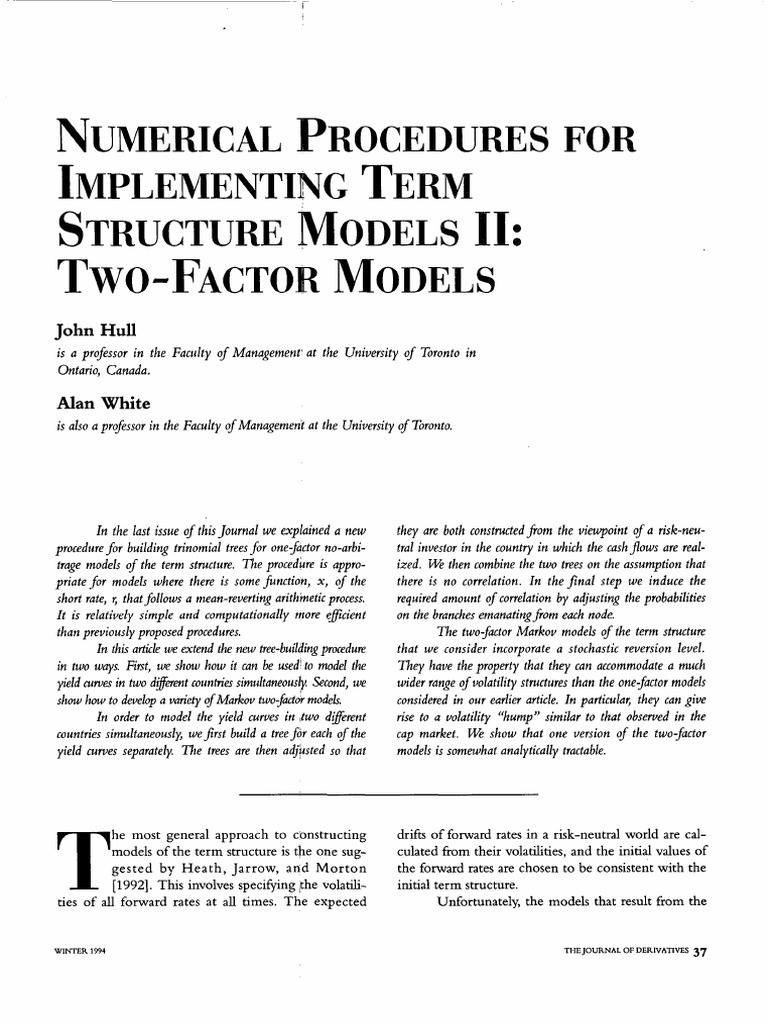 Hull-White Model 2 | PDF | Yield Curve | Option (Finance)