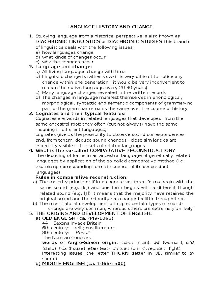 Language History and Change | PDF | English Language | Linguistics